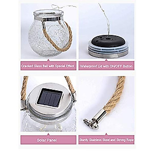 2 Pack Hanging Solar Powered LED Lights,Cracked Glass Ball Light, Waterproof Outdoor Christmas Decorative Lantern for Garden, Yard, Patio, Lawn(Warm White)
