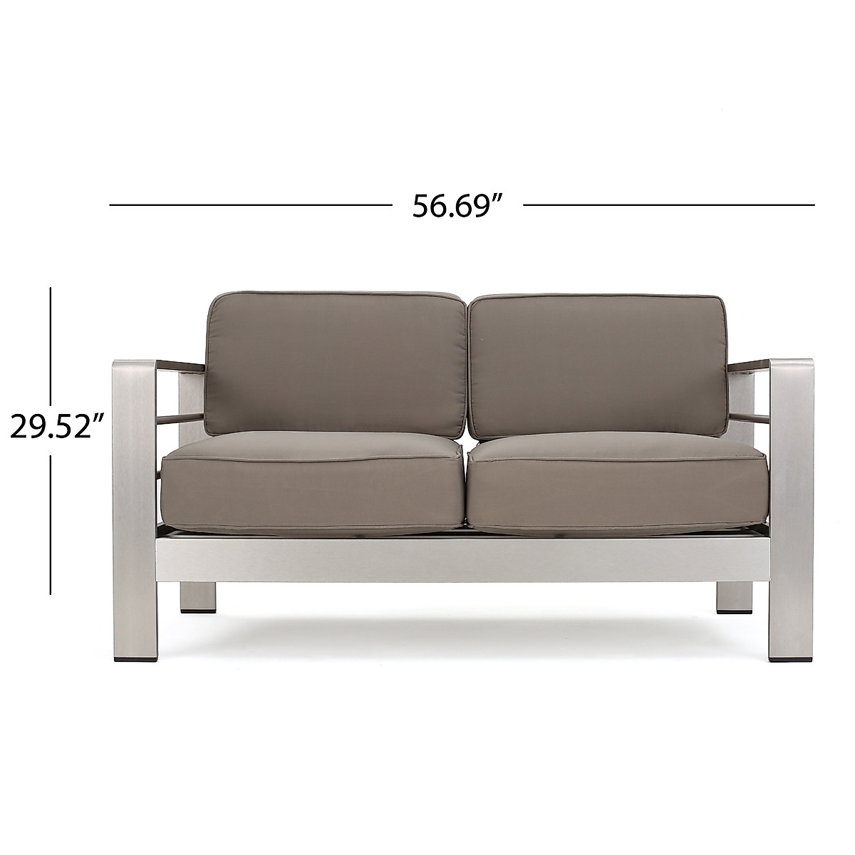 Christopher Knight Home Cape Coral Outdoor Chat Set with Fire Table, 5-Pcs Set, Khaki / Light Grey