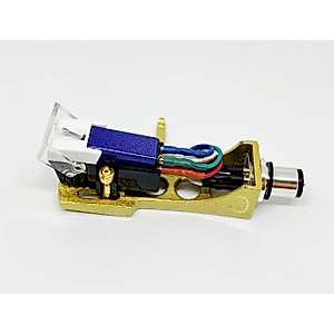 Cartridge and Stylus, needle and Gold Headshell with mounting bolts for Technics SL-D1, SL-D1K, SL-D2, SL-D202, SL-D205, SL-D2K, SL-1400, SL-1401, SL-1410, SL-1500, SL-1510, SL-Q202, SL-Q2K, SL-Q3