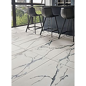 12x24 White with Bardiglio Grey Veining Porcelain Floor Tile for Kitchen, Backsplash, Countertop, Bathroom, Fireplace Surround (Polished, Pallet of 60 Pieces (116 sq.ft))
