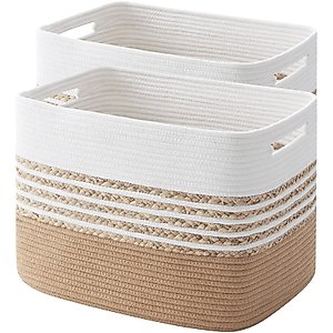 SIXDOVE Baskets 2 Pack, Large Storage Baskets for Organizing, Luandry Basket for Closet,Cotton Rope Blanket Basket for storage, Toy Storage Basket for Living Room, Laundry Room, Bedroom-Brown