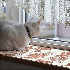 FIFTY FEET 12X120 Inch Shelf Liner for Kitchen Cabinets, PVC Drawer Liner for Dresser Non-Slip Bathroom, Non-Adhesive Cabinet Liner Washable (Red Flower)(1 Roll)