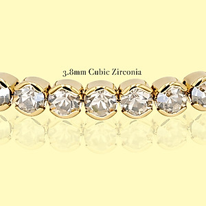 HOT JEWELRY BOX 14K Gold Plated Tennis Bracelet | Gold Bangle Jewelry Bracelets for Women | Aesthetic Accessories with Exquisite CZ and Adjustable Memory Wire for Easy Fit on Any Wrist size