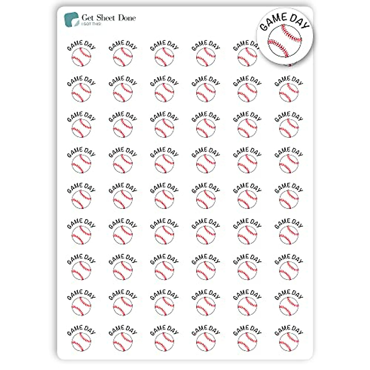 Baseball Planner Sticker / 54 Fun Vinyl Stickers (1/2”) / Sports Exercise Fitness Health Workout Game Reminder/Essential Productivity Life/Bullet Bujo Journal (1 Sheet, Baseball, Matte Vinyl)