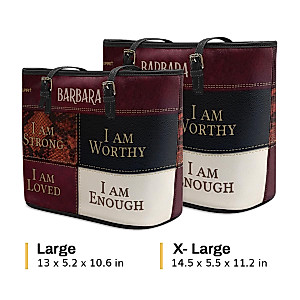 Jesuspirit Personalized Leather Tote Bag For Women - I Am Strong Religious Bible Bags - Jesus Stuff Tote Bag - Christian Gifts Church Bag For Women Large Size