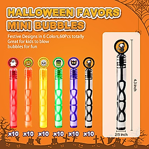 60 Pcs Halloween Bubble Wands Party Favors for Kids Halloween Treats Goodie Bag Stuffers Pinata Fillers, Mini Bubbles Bulk Halloween Toys Gifts Classroom Prizes for Toddlers Boys Girls Party Supplies