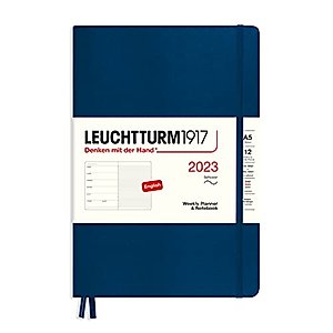 LEUCHTTURM1917 - Weekly Planner & Notebook Softcover Medium (A5) 2023, Navy (Jan 1 - Dec 31, 2023)