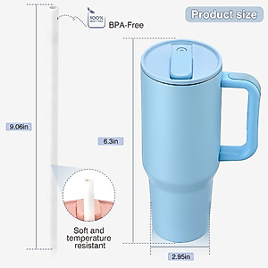 Pawtong 40oz Magnetic Lid Insulated Tumbler with Handle, 360° Rotating & Removable Cover, Leak-Proof Travel Mug with Soft Silicone Straw for Drivers, Commuters, Road Trips, Dishwasher Safe (Blue)