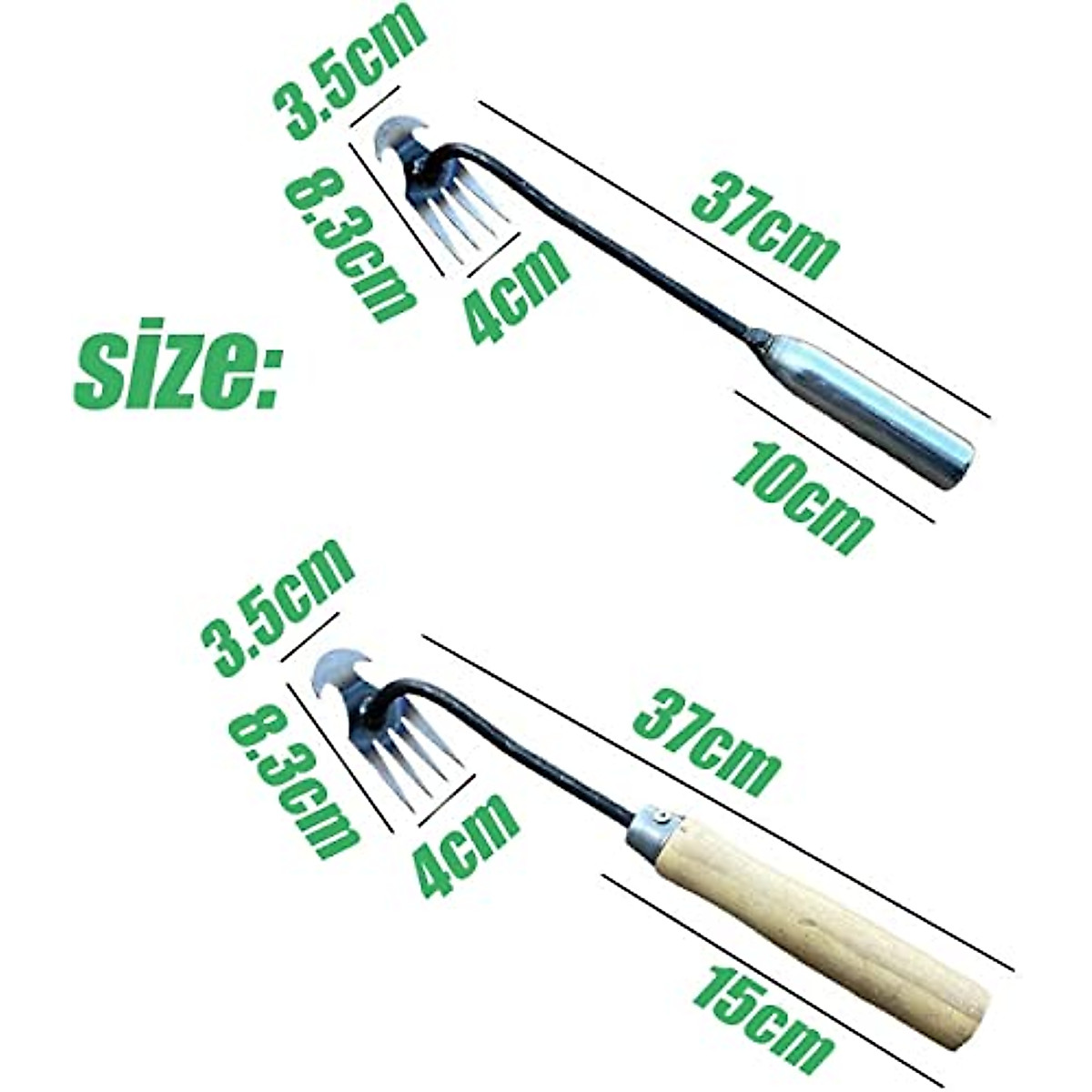 New Weeding Artifact Uprooting Weeding Tool, 4 Teeth Dual Purpose Weeder Tool, Hand Weeder Tool for Garden Yard Farm Weed Removal (Wood-14.5inch)