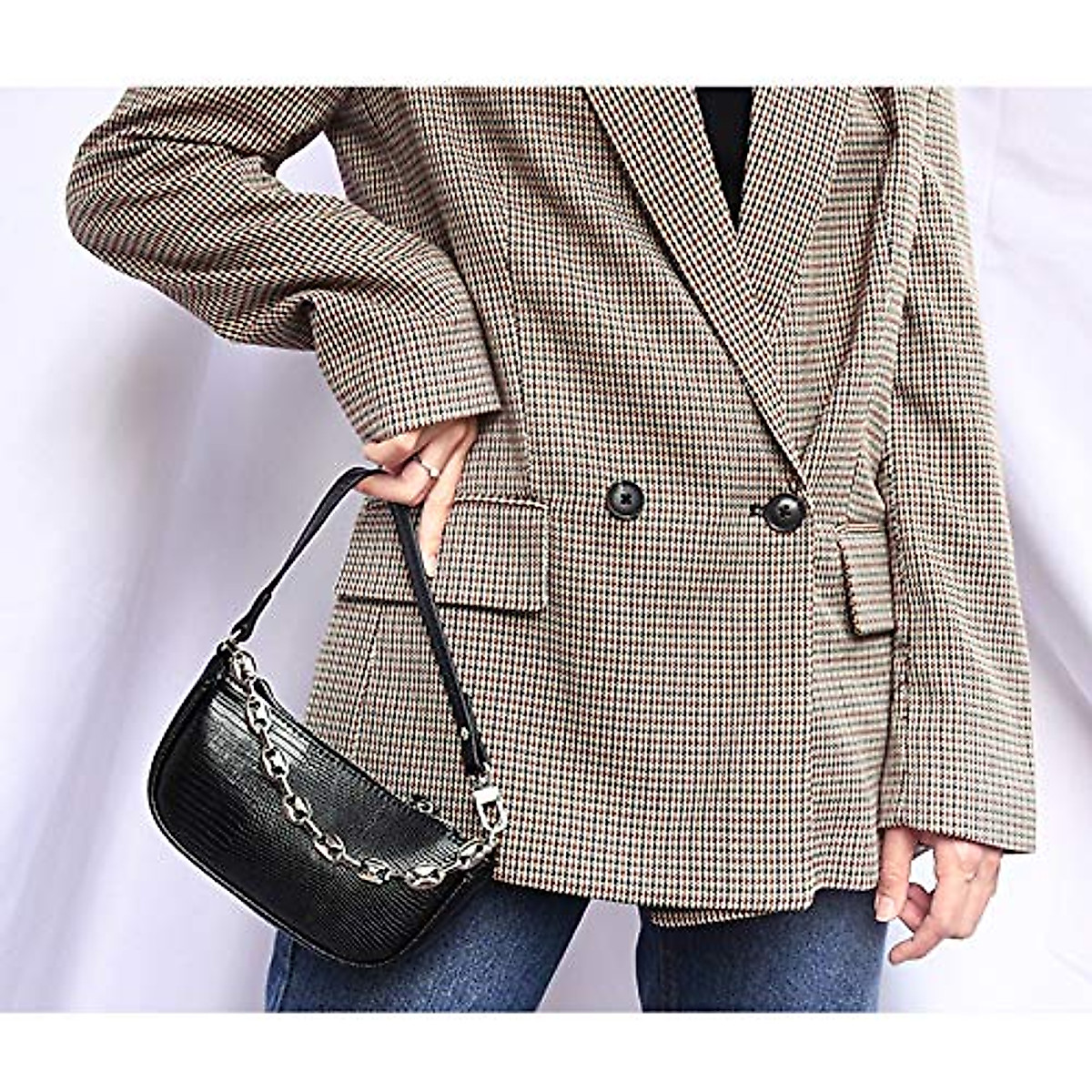 Women Small Shoulder Bag Mini Purse Womens Crossbody Clutch Purses with Zipper Closure (Black L)