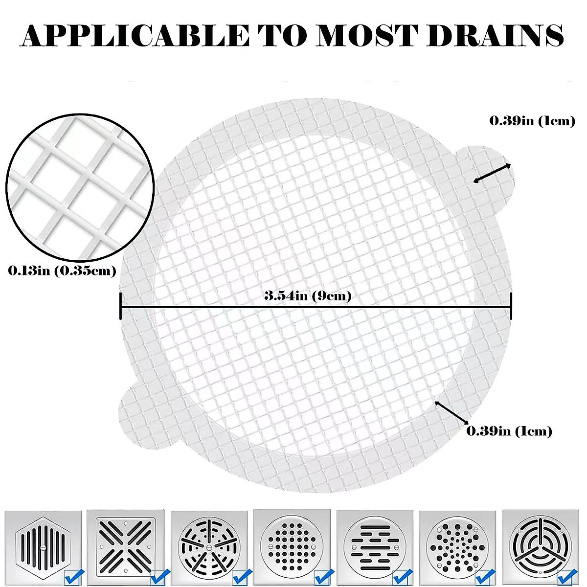 MYLFBT 36 PCS Circular Disposable Shower Drain Hair Catcher Mesh Stickers,Shower Drain Covers for Bathroom and Kitchen Sink Strainers,Suitable for Pet Hair Collection,Bathroom Essentials
