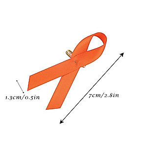 Orange Satin Awareness Ribbons, zosenda 50 Pcs Pre-Formed Orange Fabric Ribbons with Safety Pins (Already Attached)
