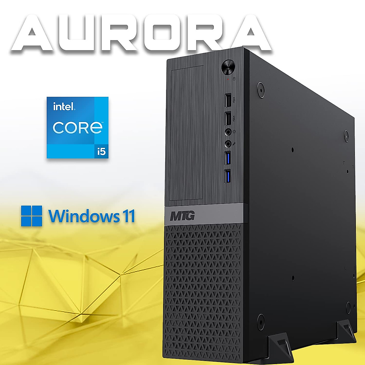 MTG Aurora Business Computer Desktop PC-Intel Core i5 8th Gen, 16GB Ram DDR4, 1TB Nvme, MTG Dual 24 Inch Monitor, MTG Wireless Ergonomic Keyboard Mouse, RGB Speaker, Webcam, Office 365, Win 11 Home