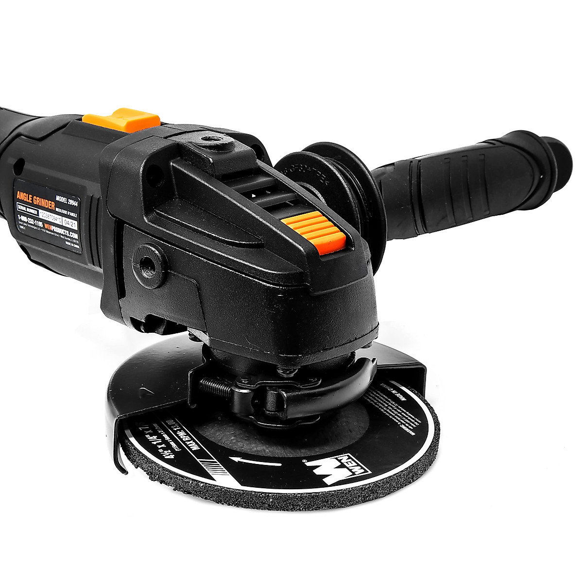 WEN Cordless Angle Grinder, Brushless with 20V Max 4.0 Ah Lithium-Ion Battery and Charger (20944), Black