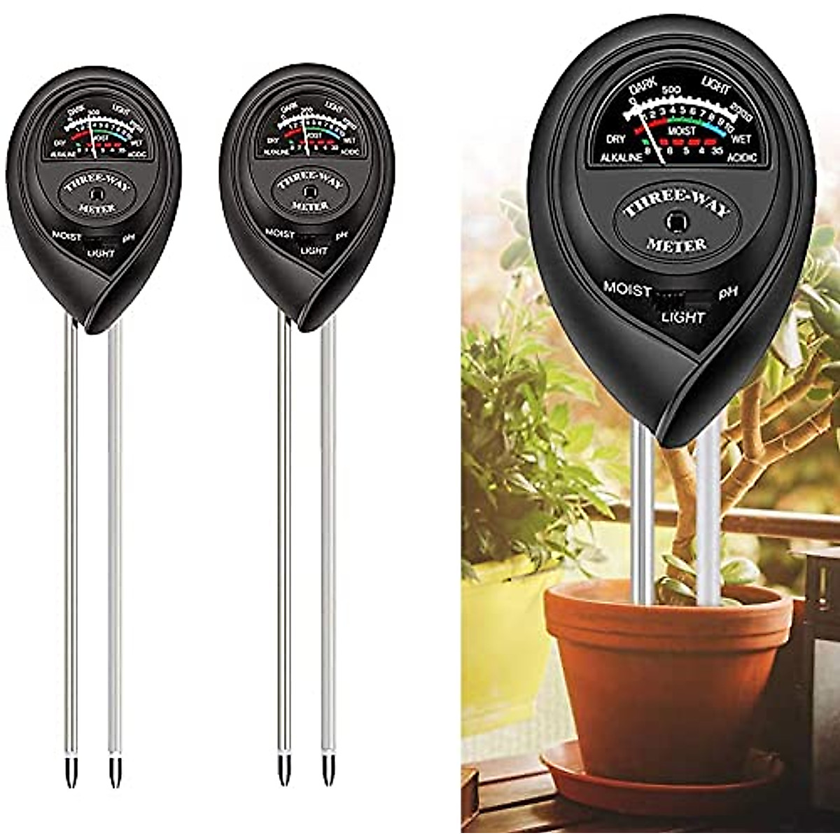 CHICIRIS 3 in 1 Function Soil Tester, Soil pH Meter Plant PH Moisture Meter Soil Moisture/pH/Light Tester for Gardening Tool Kits for Garden, Farm, Lawn, Indoor & Outdoor
