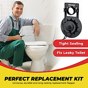 Qualihome Toilet Flapper Replacement Part - Universal Fit - 2 Inch Hinge Flapper Valve Repair Kit with Chain - Easy Installation, Instructions Included