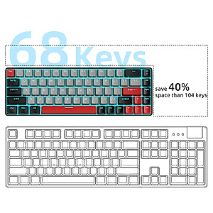 MageGee Portable 60% Mechanical Gaming Keyboard, MK-Box Blue LED Backlit Compact 68 Keys Mini Wired Office Keyboard with Brown Switch for Windows Laptop PC Mac - Grey/Black