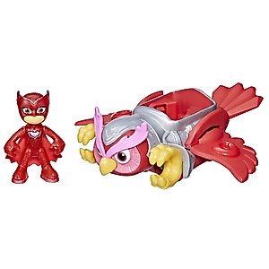 PJ Masks Animal Power Owlette Animal Rider Deluxe Vehicle, Eagle Owl Toy with Owlette Action Figure, Superhero Toys, Preschool Toys for 3 Year Old Girls and Boys and Up