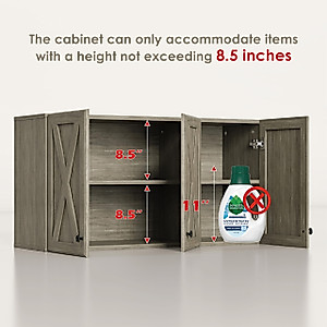 Laundry Wall Cabinets - Farmhouse Kitchen Wall Amount Storage Cabinets with 3 Doors and Shelves, 36inch