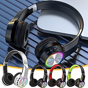 Nsxcdh Wireless Bluetooth Headphones Over Ear, Foldable Stereo Lightweight Earbuds with Built-in Mic & Deep Bass Adjustables Wired Wireless Mode Game Headset for PC Cell Phone (Black)
