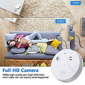 Hidden Camera Smoke Detector, HD 1080P WiFi Spy Hidden Camera with Night Vision and Motion Detection Small Mini Camera for Home Office Security Nanny Cams No Audio