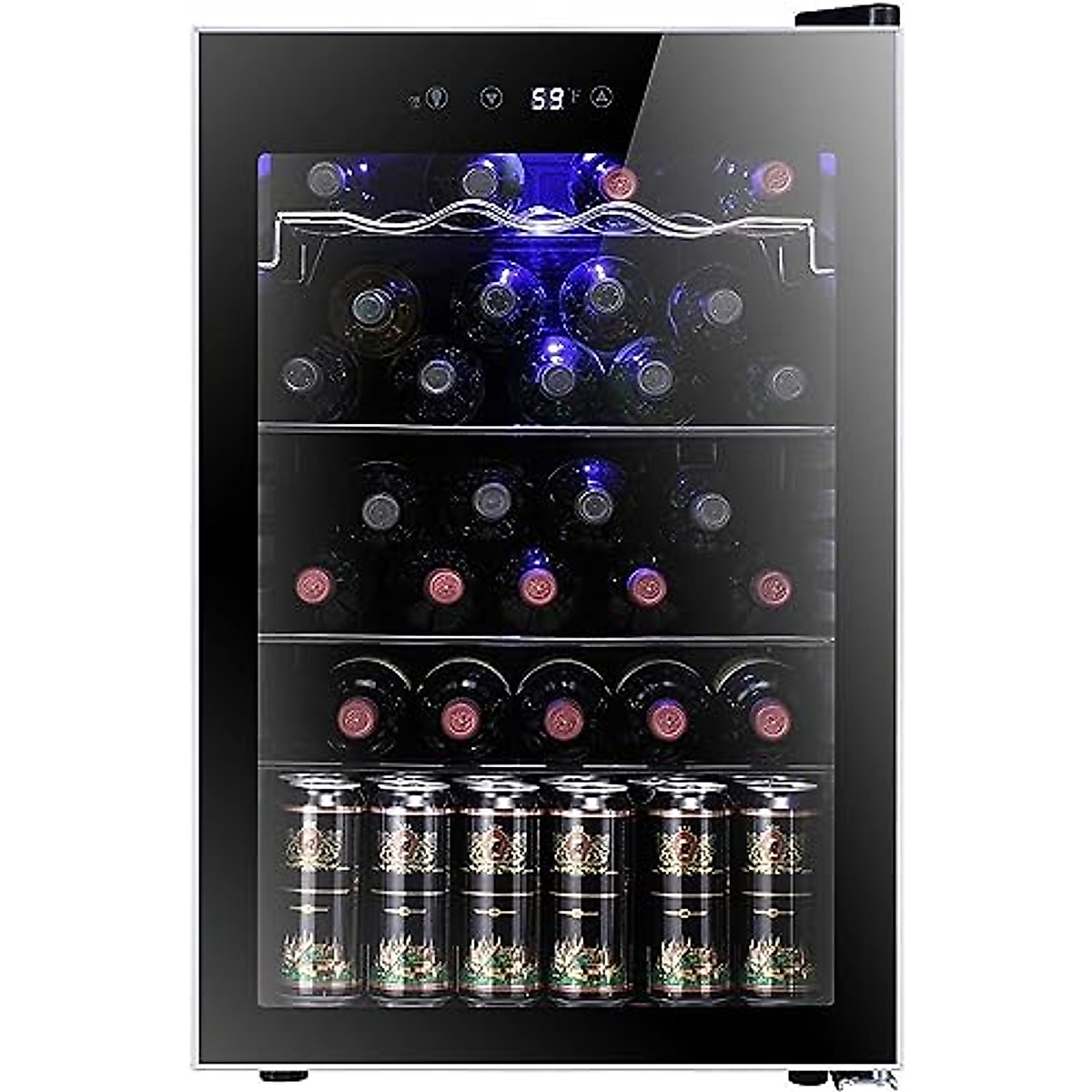 36 Bottle Wine Cooler/Cabinet Beveragerefrigerator Small Mini Red & White Wine Cellar Beer Soda Counter Top Bar Fridge Quiet Operation Compressor Adjust Temperature Freestanding Black