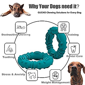 GUCHO Updated Ultra Durable Dog Chew Toys for Aggressive Chewers Nearly Indestructible Natural Rubber Dog Toys - Tough Strong Dog Teething Toys for Medium Small Dogs