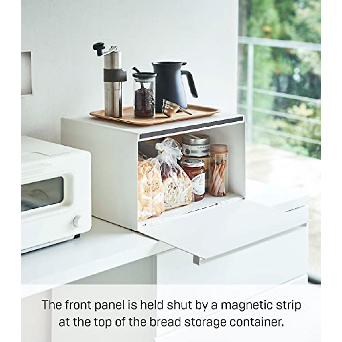 Yamazaki Home Bread Box Kitchen Counter Container Holder | Steel | Food Storage, One Size, White