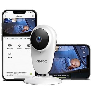 Baby Monitor WiFi Smartphone, 1080P Nanny Cam, Baby Camera Monitor with Motion & Sound Detection, Infrared Night Vision, Two Way Audio, Compatible with Alexa, GNCC C1