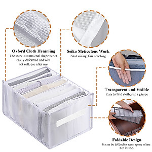 2PCS Extra-large Clothes Drawer Organizers, Foldable Wardrobe Clothes Organizer, 6 Grids Clothes Storage Box for Sweater, Coat -White