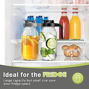 Mason Jar with Pour Spout Lid V-shaped, 64 oz Iced Tea Pitcher with Lids Double Leak Proof, 2 Quart Drink Pitcher for Breastmilk, Sun Tea, Juice, Coffee Creamer, Juice Containers