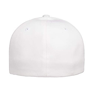 Flexfit Mens Cotton Twill Fitted Baseball Cap, White, Large-X-Large US