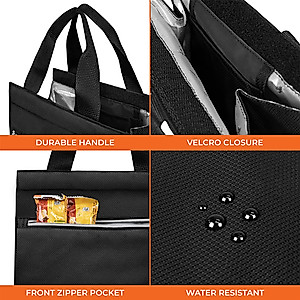 OPUX Lunch Bag for Women, Insulated Lunch Box Tote for Girls Kids Adult School Work, Reusable Womens Lunch Tote for Office Travel, Cute Small Lunch Tote, Fits 12 Cans - Black