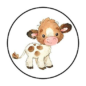 48 pcs Brown Cow​ Stickers Envelope Seals Labels Round Tags, Stamps Sticker for Gift Cards, Envelopes, Boxes for Holiday, Birthday, Christmas