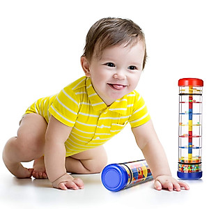 Skylety 8.3 Inch Rain Stick Rainmaker for Baby Toddler Rattle Tube Shaker Sensory Auditory Musical Instrument Plastic Rainstick Toy for Boys and Girls