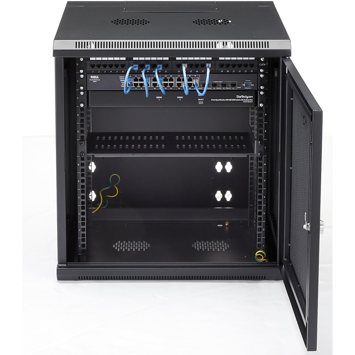 StarTech.com 4-Post 12U Wall Mount Network Cabinet with 1U Shelf, 19in Wall-Mounted Server Rack, Up to 20in Mounting Depth