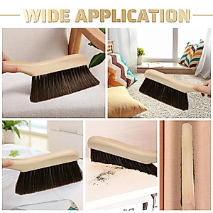 2 Pieces Woooden Hand Broom Dust Brush with Wood Handle Whisk Broom Soft Bristle Brush Home Cleaning Brush for Counter Bed Sofa Car Fireplace Clothes Household Cleaning(Brown)
