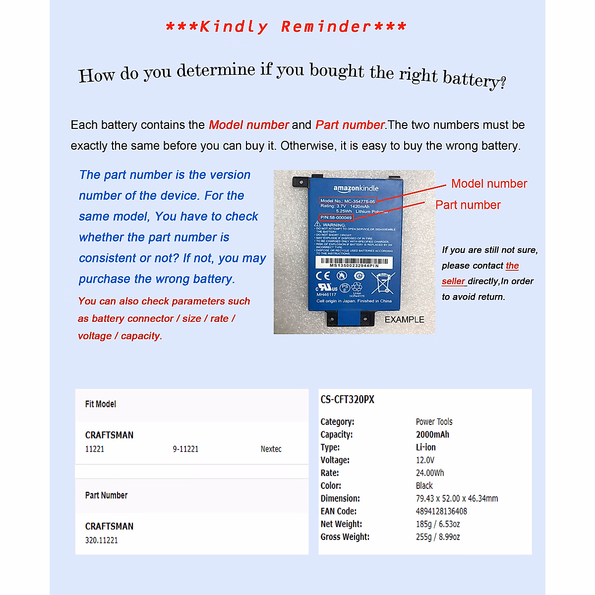 Replacement Battery for Craftsman Nextec 320.11221 Battery