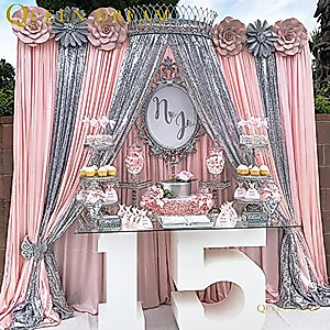 2FTx8FT Silver Glitter Sequin Curtain for Party Photography Backgrounds Wedding Backdrops Set of 4 Panels