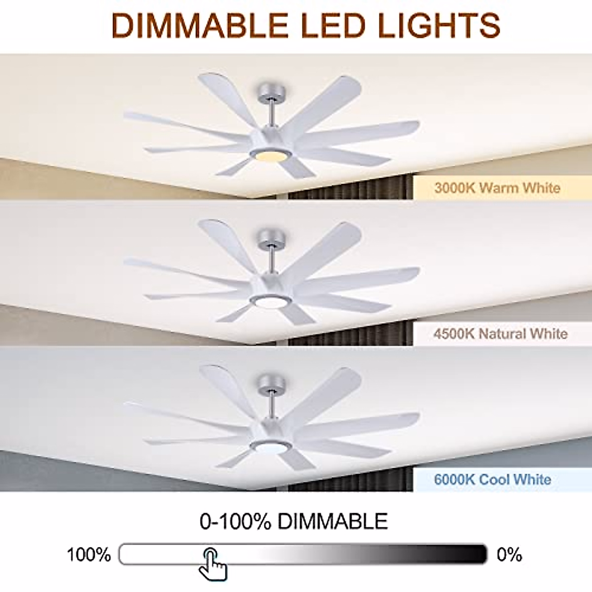 OFANTOP 60 Inch Smart Ceiling Fan with Light Remote Control, 6 Speed Quiet DC Motor Large Modern Silver White Ceiling Fan for Living Room