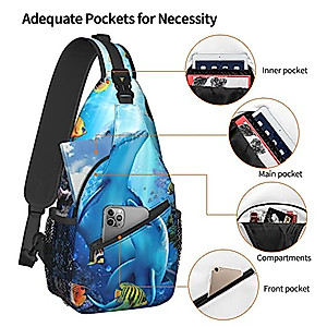 Dolphin Sling Bag Crossbody Chest Daypack Casual Backpack Animal Shoulder Bag For Travel Hiking Picnic