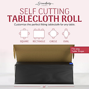 Grandipity Plastic Tablecloth Roll - 54" x100' Black Plastic Table Cloths for Parties Disposable with Cutter Box - Cut to Size Disposable Tablecloth Plastic Table Cover for Rectangle & Round
