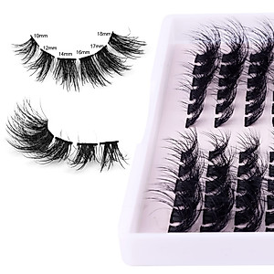 Individual Lashes Cluster Flat Lashes Mink Eyelashes Extension D Curly False Eyelashes Natural Look Wispy Fake Lashes DIY at Home 10mm-18mm Cluster Lashes by Winifred