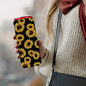 XccMe 2pcs Slim Can Cooler, Colourful Neoprene Beer Cooler Beer Coolies Beer Holders Perfect for 12oz Slim Cans like Red Bull, White Claw, Slim Beer and Spiked Seltzer Water（Sun Flower）