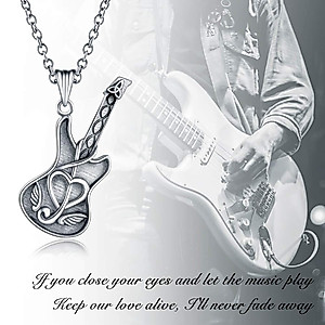 925 Sterling Silver Guitar Cremation Jewelry for Ash - Guitar Locket Urn Necklace Musical Memorial Pendant Bereavement Keepsake Gift for Loss of Guitarist or Music Lover (guitar Urn holds ashes)