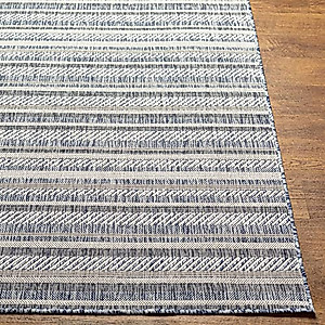 Hauteloom Emirgazi Hallway, Kitchen Patio Outdoor Runner Rug - Global - Blue, Gray - 2'7" x 12'