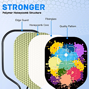 USAPA Approved Pickleball Paddles Set of 2, Cute Design Fiberglass Surface Pickleball Paddles Set, 4 Pickleball Balls, & Carry Bag, Pickle Ball Paddle Gifts for Beginners & Pros