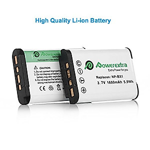 Powerextra 2 Pack Replacement Sony NP-BX1 Li-ion Battery and Charger Compatible with Sony NP-BX1/M8 and Sony Cyber-Shot DSC-RX100, DSC-RX100 II, DSC-RX100M II, DSC-RX100 III, DSC-RX100 V