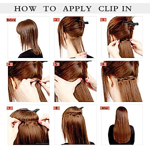 14" Clip in Hair Extensions Remy Human Hair for Women - Silky Straight Human Hair Clip in Extensions 50grams 4pieces Dark Brown #2 Color