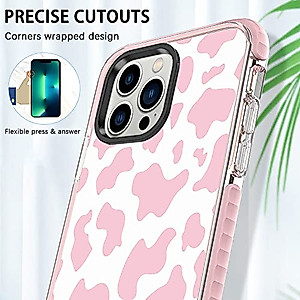 ZIYE Case for iPhone 13 Pro Max Cover Cute Pink Cow Pattern Design Shockproof Slim Durable Soft TPU Bumper Protective Phone Case for Women Girls Girly Case 6.7 Inch-Pink